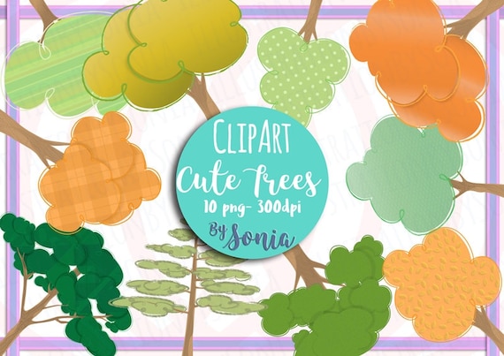 Cute Trees CLIPART Vector Tree Clipart Kawaii Trees | Etsy