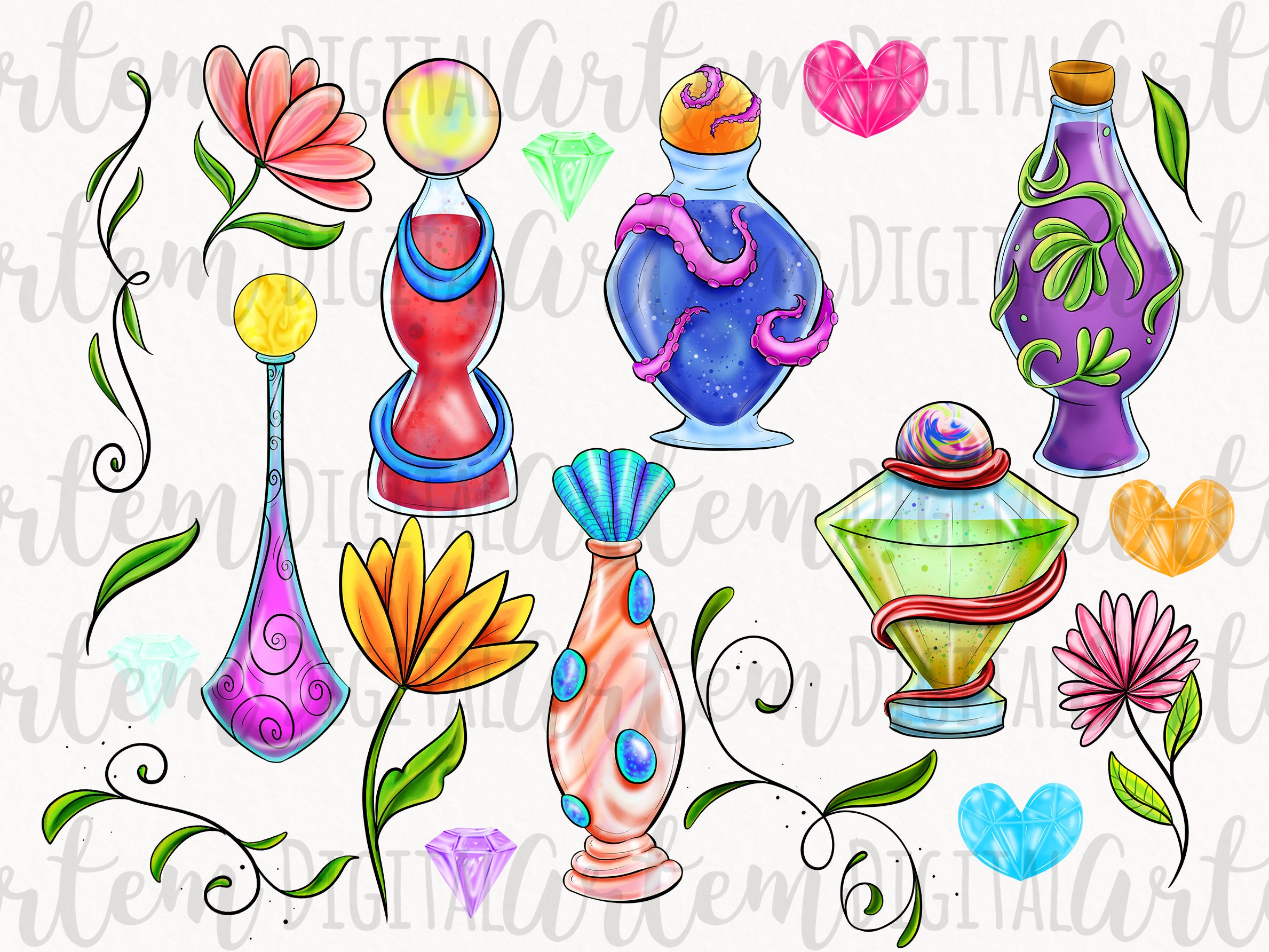 Potion bottles clipart Commercial use Digital download | Etsy