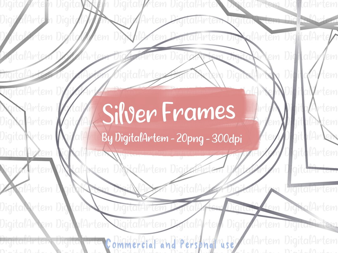 Silver Frames Clipart- Geometric Silver Frames Clip Art - Luxury Silver ...