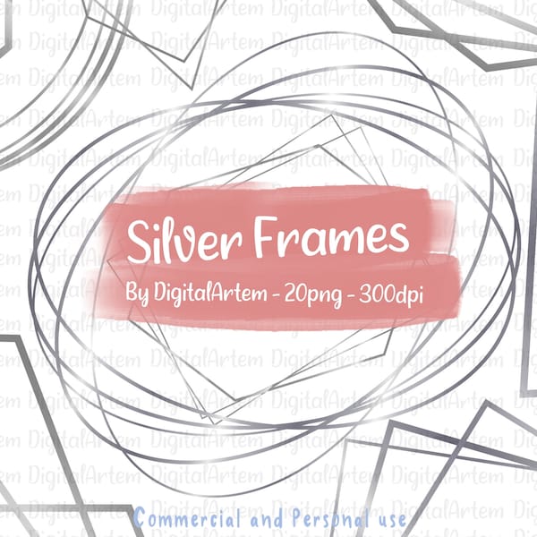 Silver Frame Clipart - Etsy