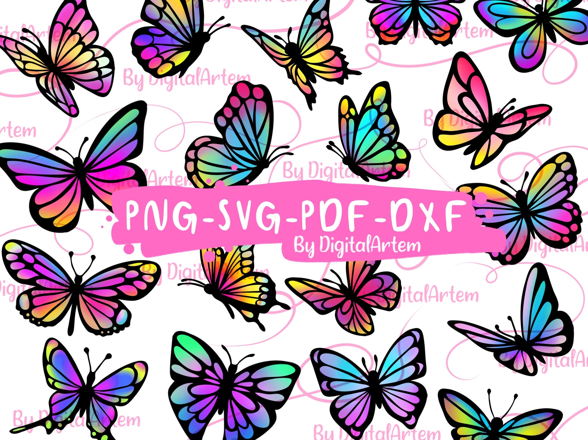 Rainbow Butterfly Clipart SVG Cutting Files Butterfly - Etsy