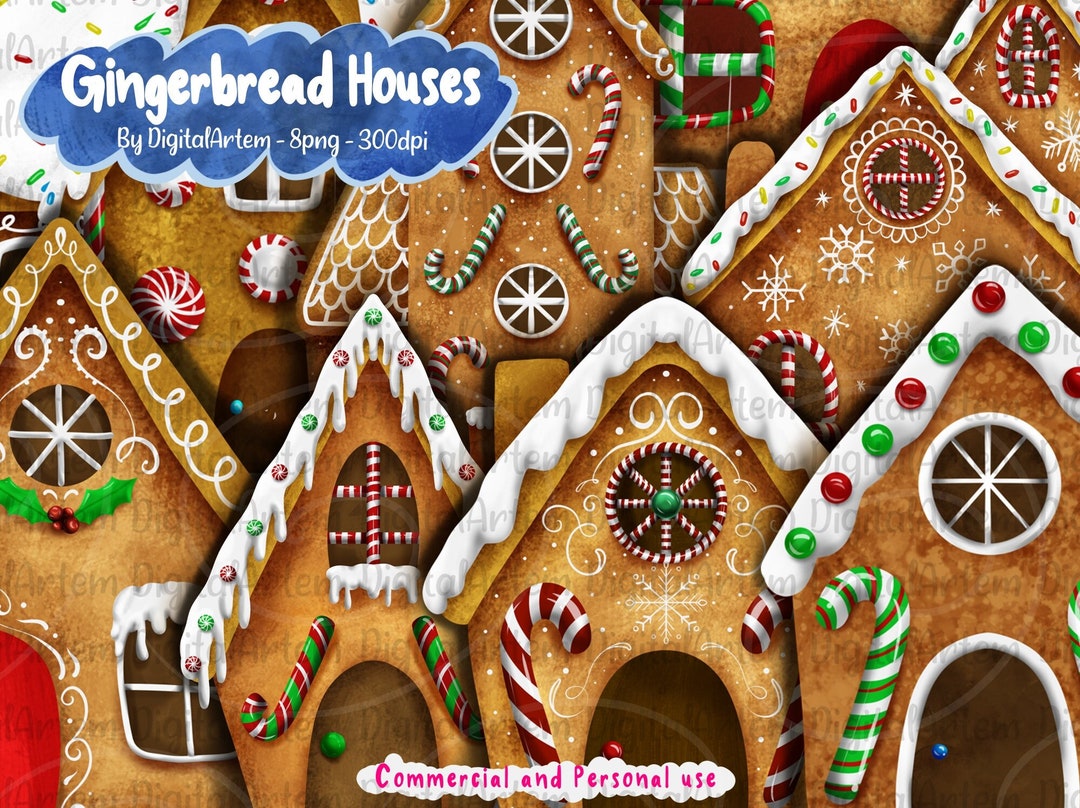 Gingerbread Houses Clipart - Watercolor Gingerbread House Clipart ...
