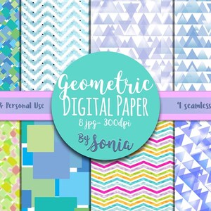 DIGITAL Downloadgeometric Shapes Patterned Paper. 8 JPG - Etsy