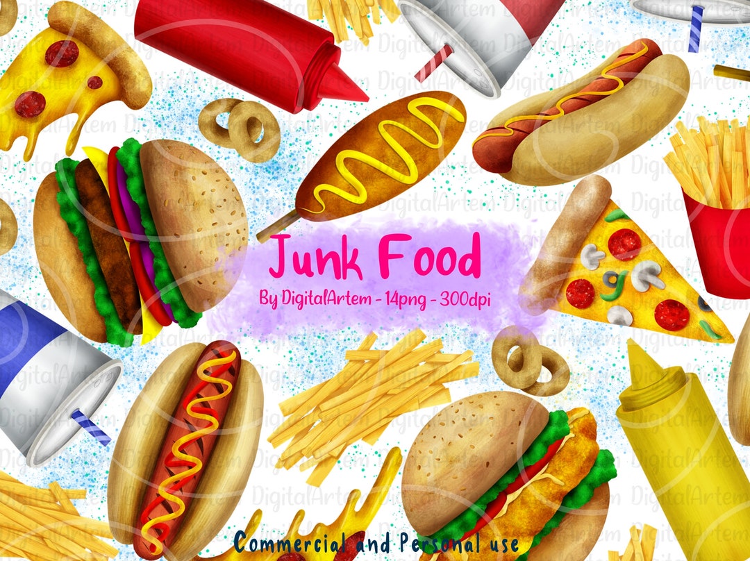 Junk Food Clipart - Fast Food Clipart - Burger Clipart - Pizza Clipart ...