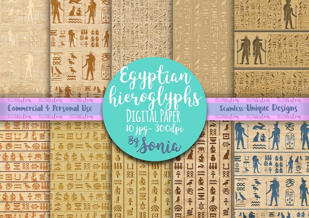 Egypt Hieroglyph Digital Paper Egyptian Hieroglyphs Egyptian Digital ...