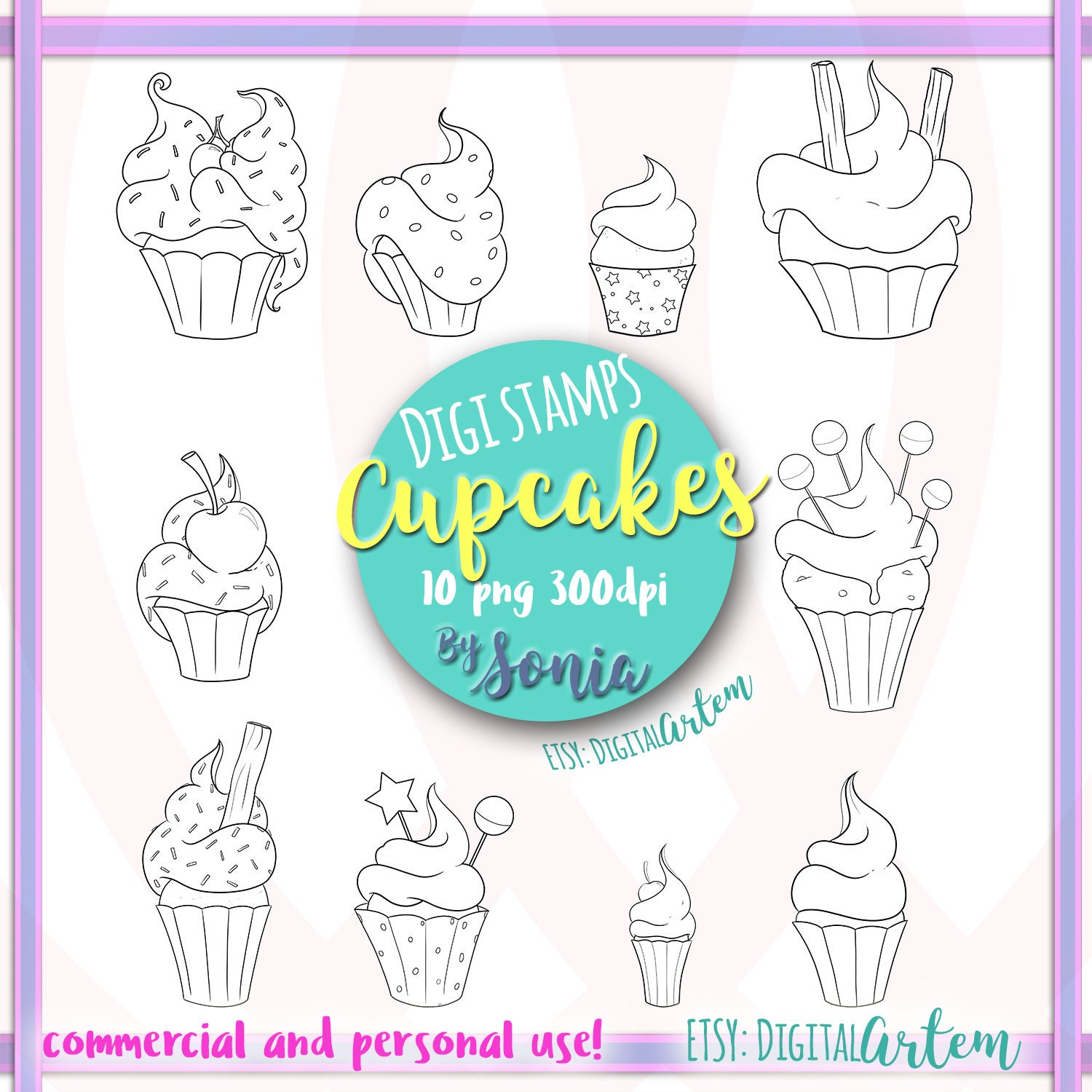 Cupcake Clipart Cupcake Stamp Digital Stamp cake Clipart - Etsy