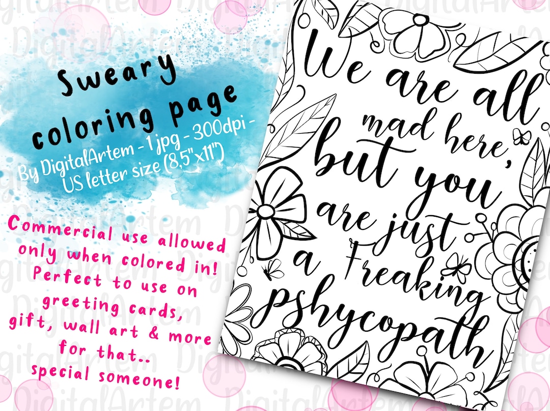 Sweary Coloring Pages - Swear Coloring Page - Coloring Pages Commercial ...