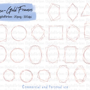 Buy ROSE GOLD Frames Clipart- Rose Gold Geometric Frames Clip Art ...