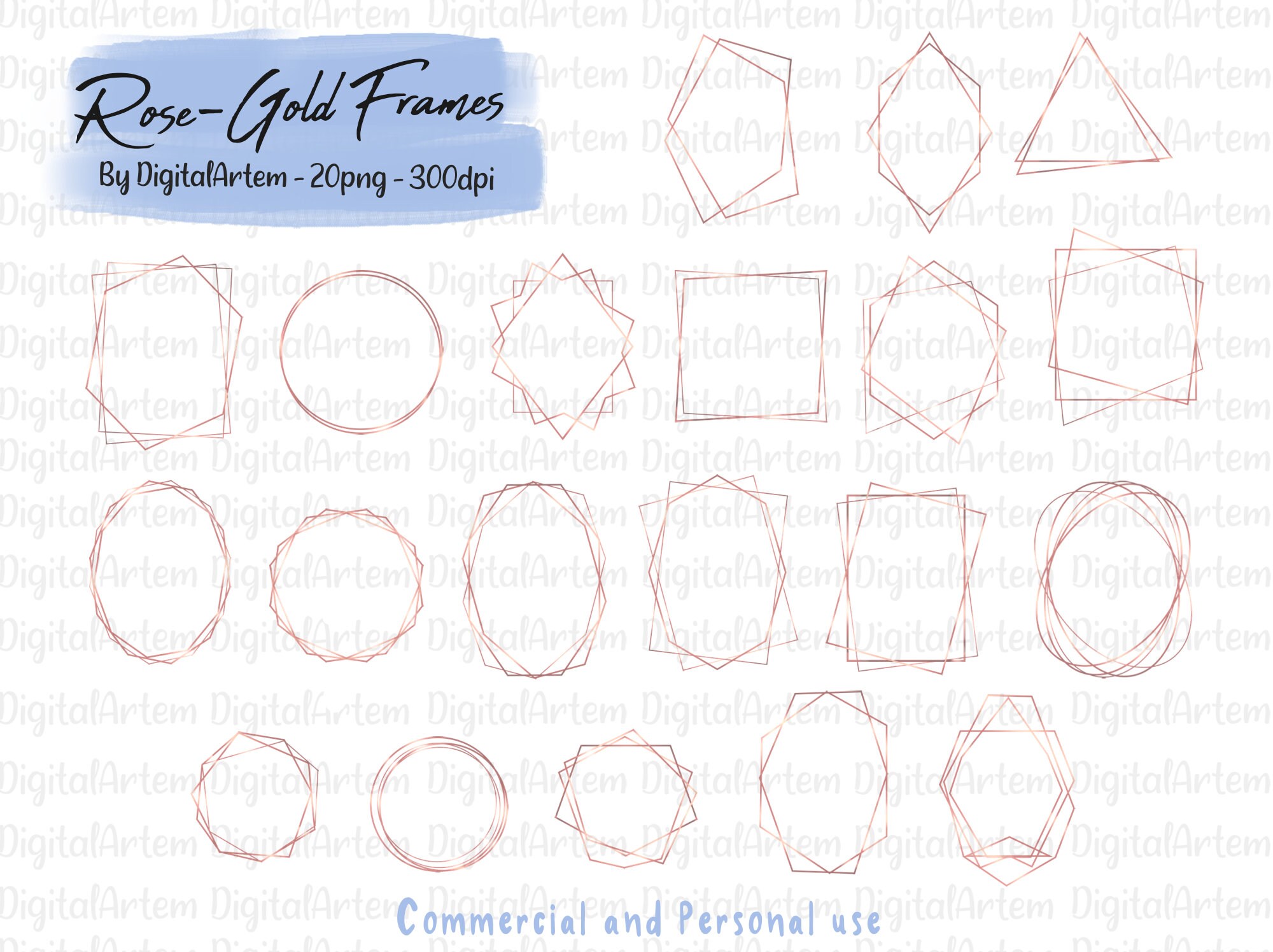 ROSE GOLD Frames Clipart Rose Gold Geometric Frames Clip Art - Etsy