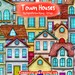 Town Houses Clipart Set Town Clipart Village Clipart House Clipart ...
