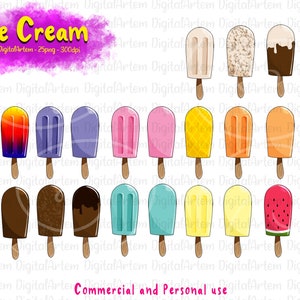 Popsicle Clipart Set Rainbow Ice Cream Popsicles Png Ice Cream Clipart ...