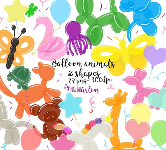 Balloon Animals Clipart Balloon Clip Art Animal Clipart - Etsy