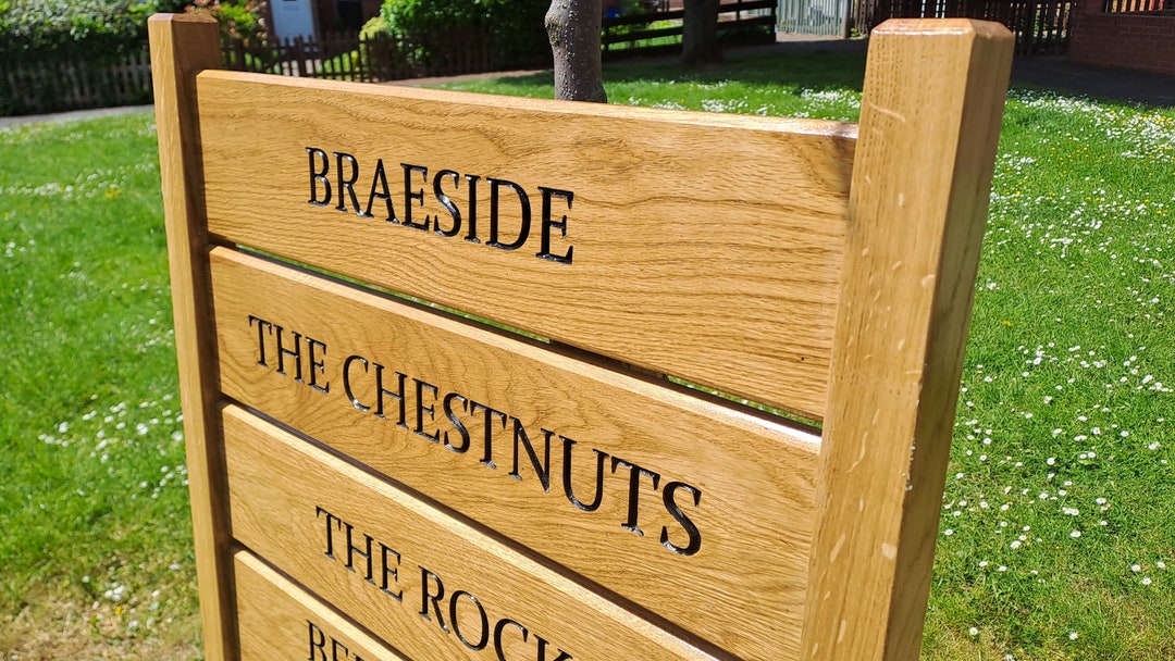 Oak Wooden Personalised Driveway Home Business Commercial Ladder Sign ...