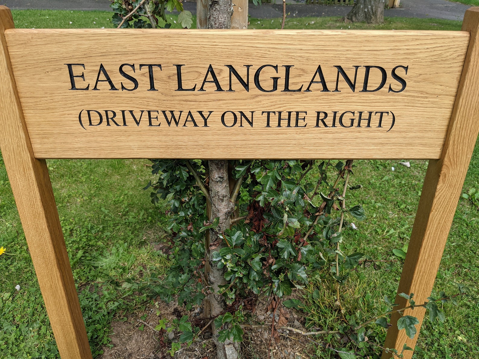 Personalised Oak Wooden Driveway Home House Address Sign With Posts ...