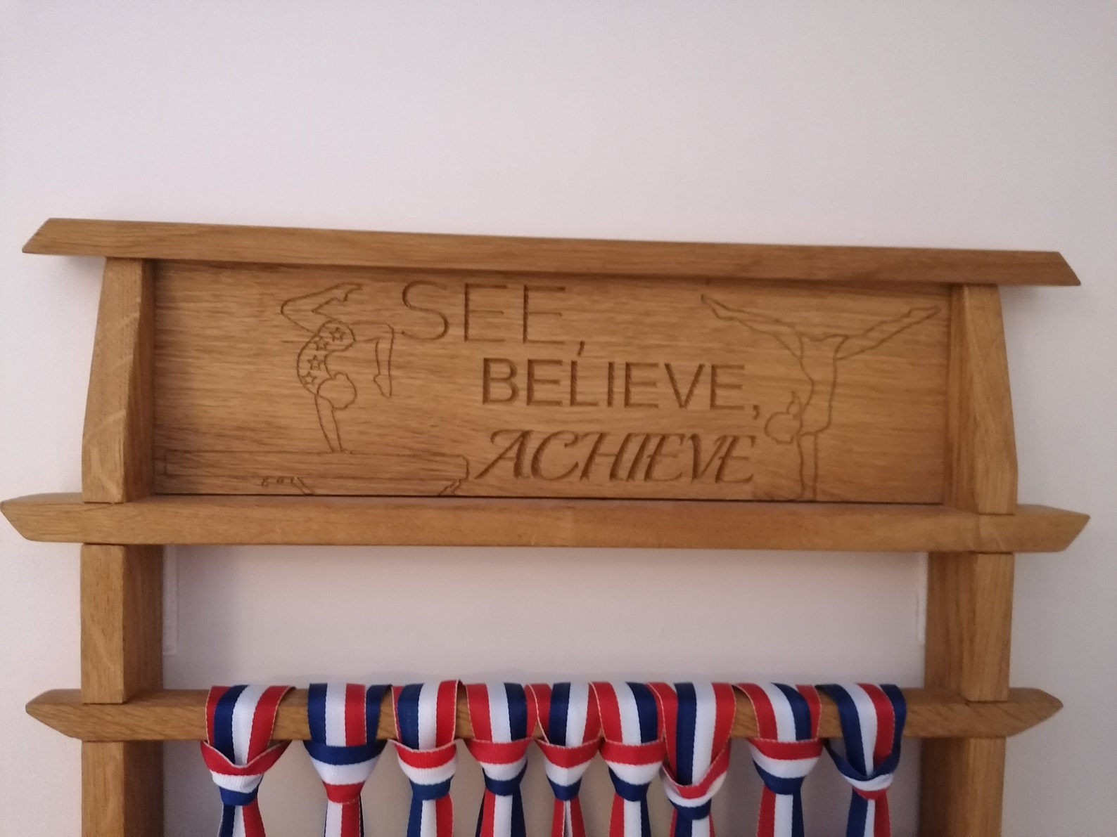 Wooden Personalised Oak Medal Display Rack Engraved Medal | Etsy