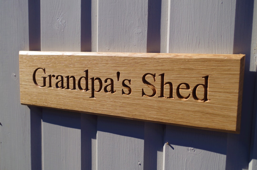 Small Wooden Personalised Oak Outdoor Shed Sign, House, Home, Garden ...