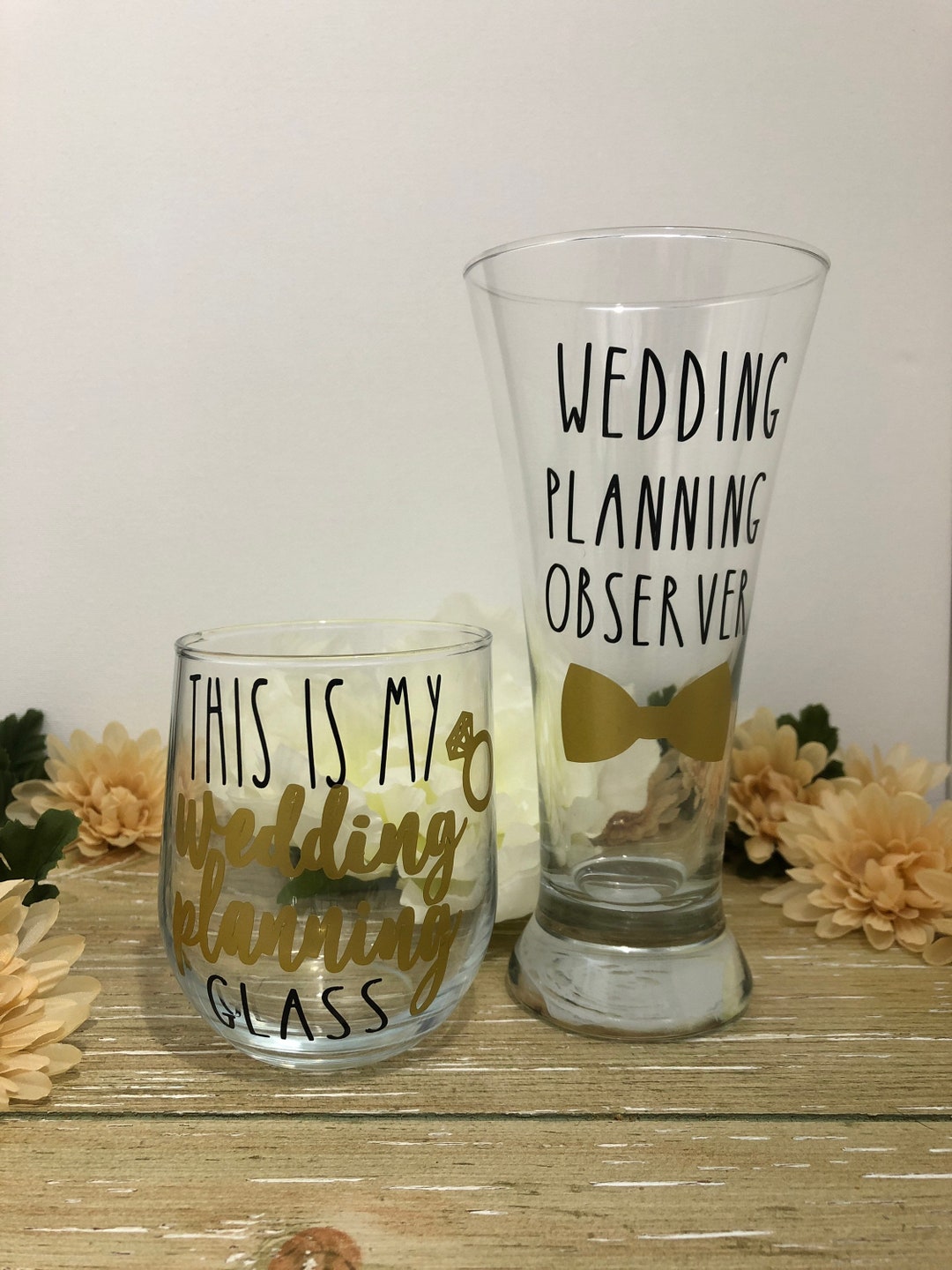 Rae Dunn Inspired Wedding Planning Glass & Observer Set Stemless Wine ...