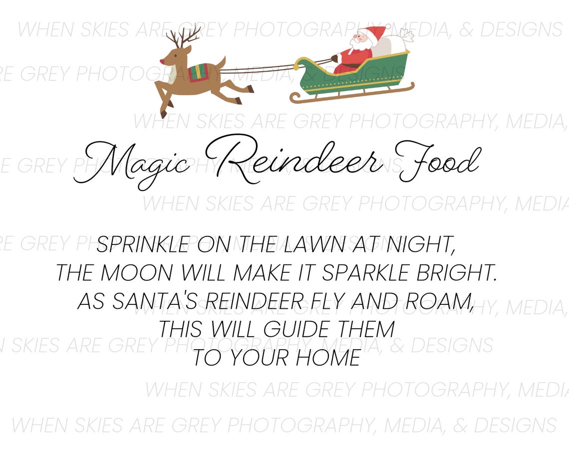 Printable Magic Reindeer Food Label Tag Christmas Gift Tag - Etsy