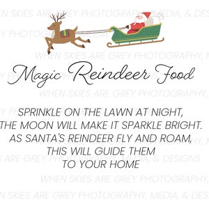 Printable Magic Reindeer Food Label Tag, Christmas Gift Tag, Reindeer ...