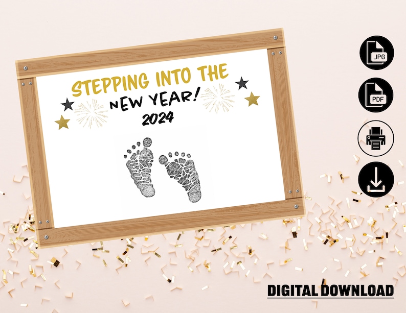 New Year Footprint Keepsake, Stepping Into the New Year Footprint Art ...