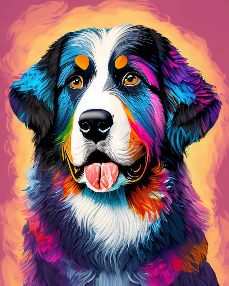 Digital Dog Art Downloads Colorful Pet Portraits Decor Printable Wall ...