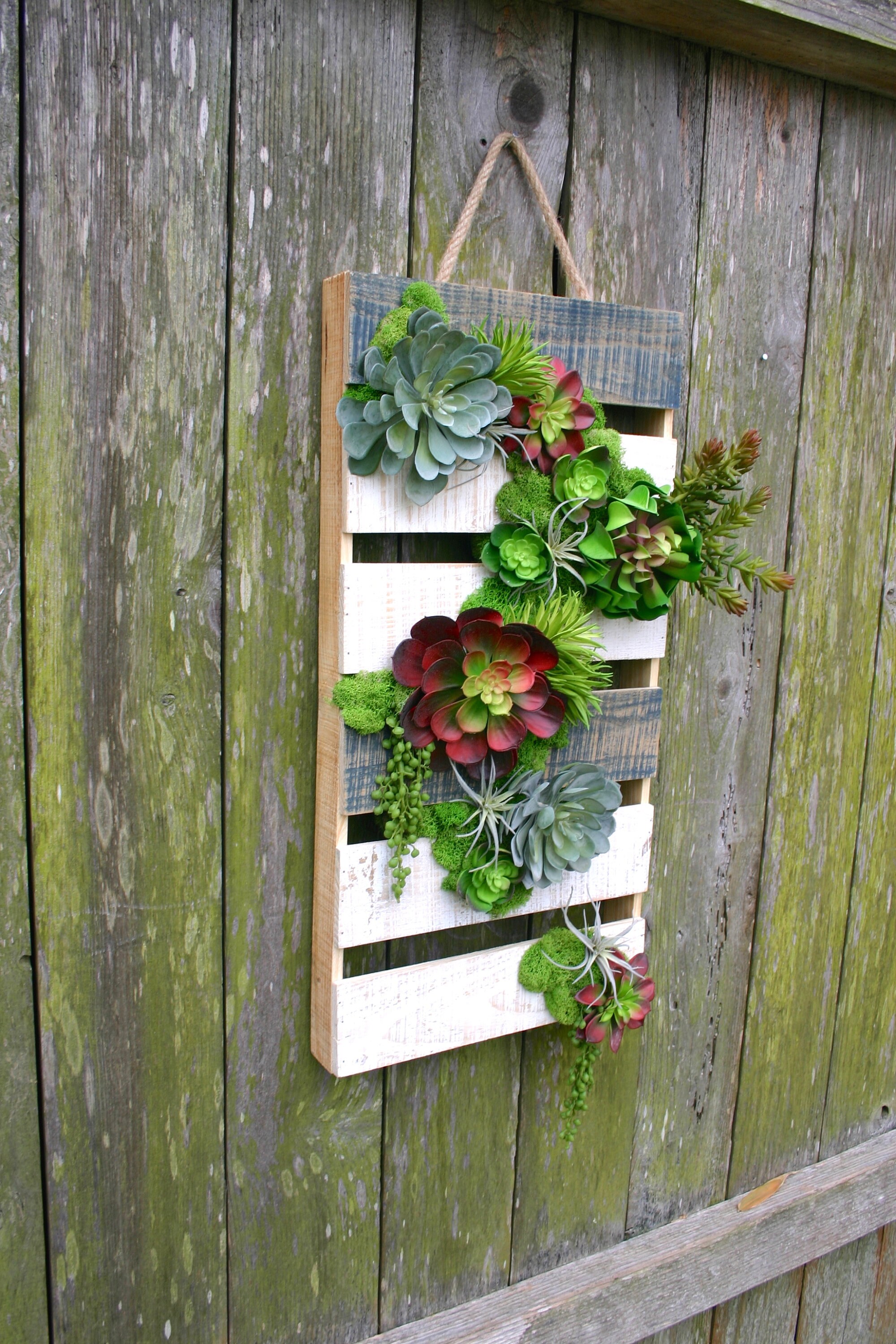 Succulent Arrangement, Faux Succulent Pallet Wall Hanging, Large ...