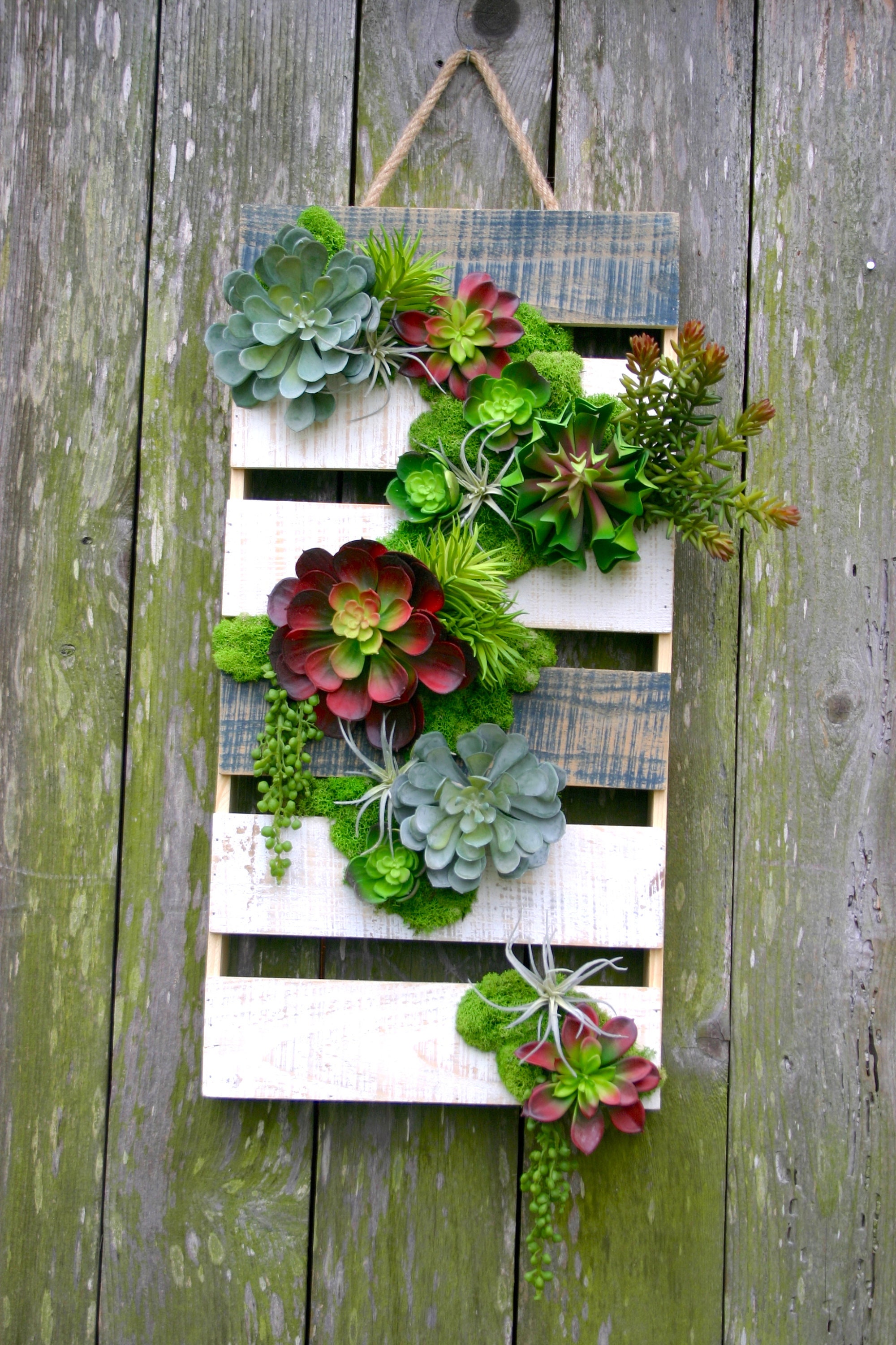 Succulent Arrangement, Faux Succulent Pallet Wall Hanging, Large ...
