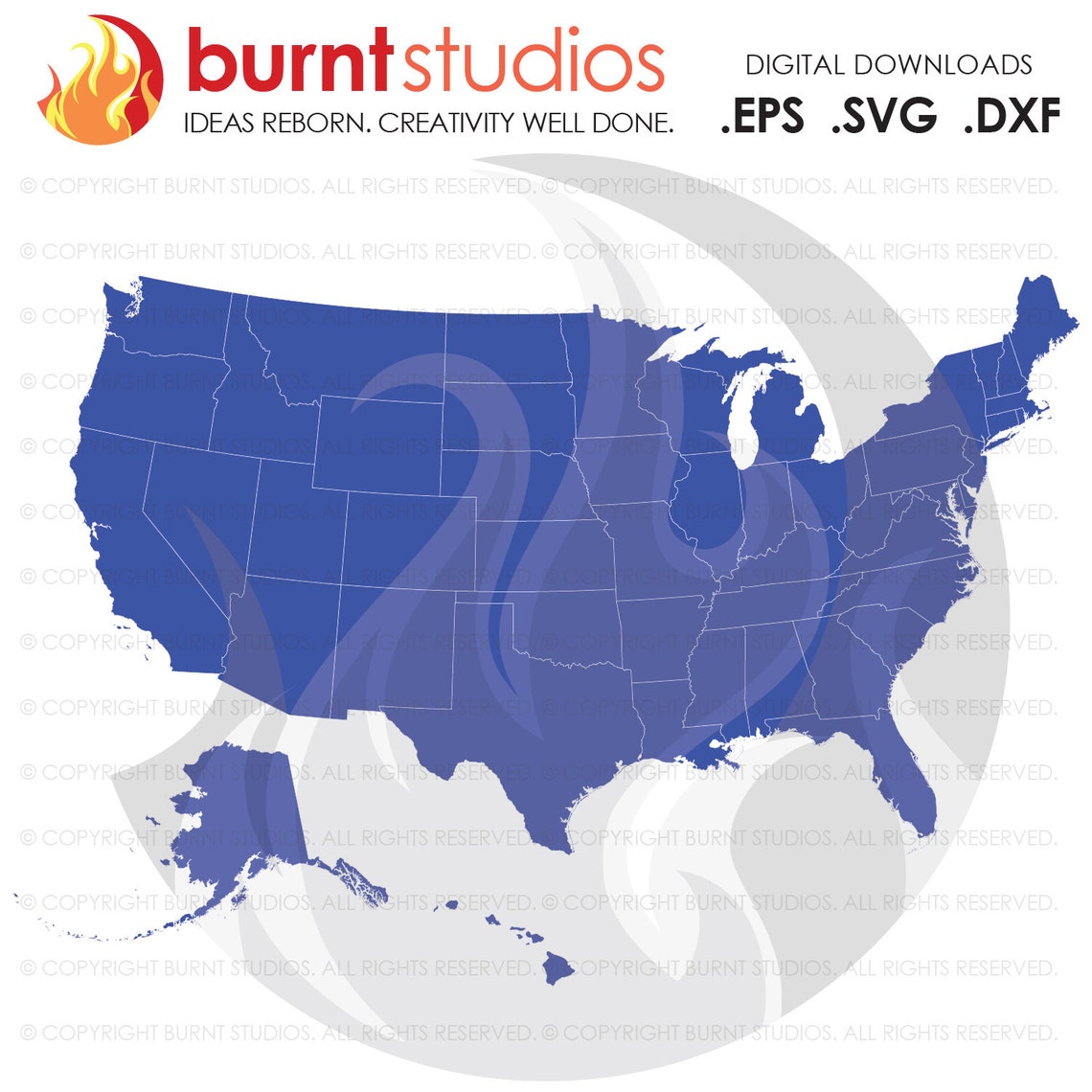 USA Full Map SVG Cutting File Digital Download America | Etsy