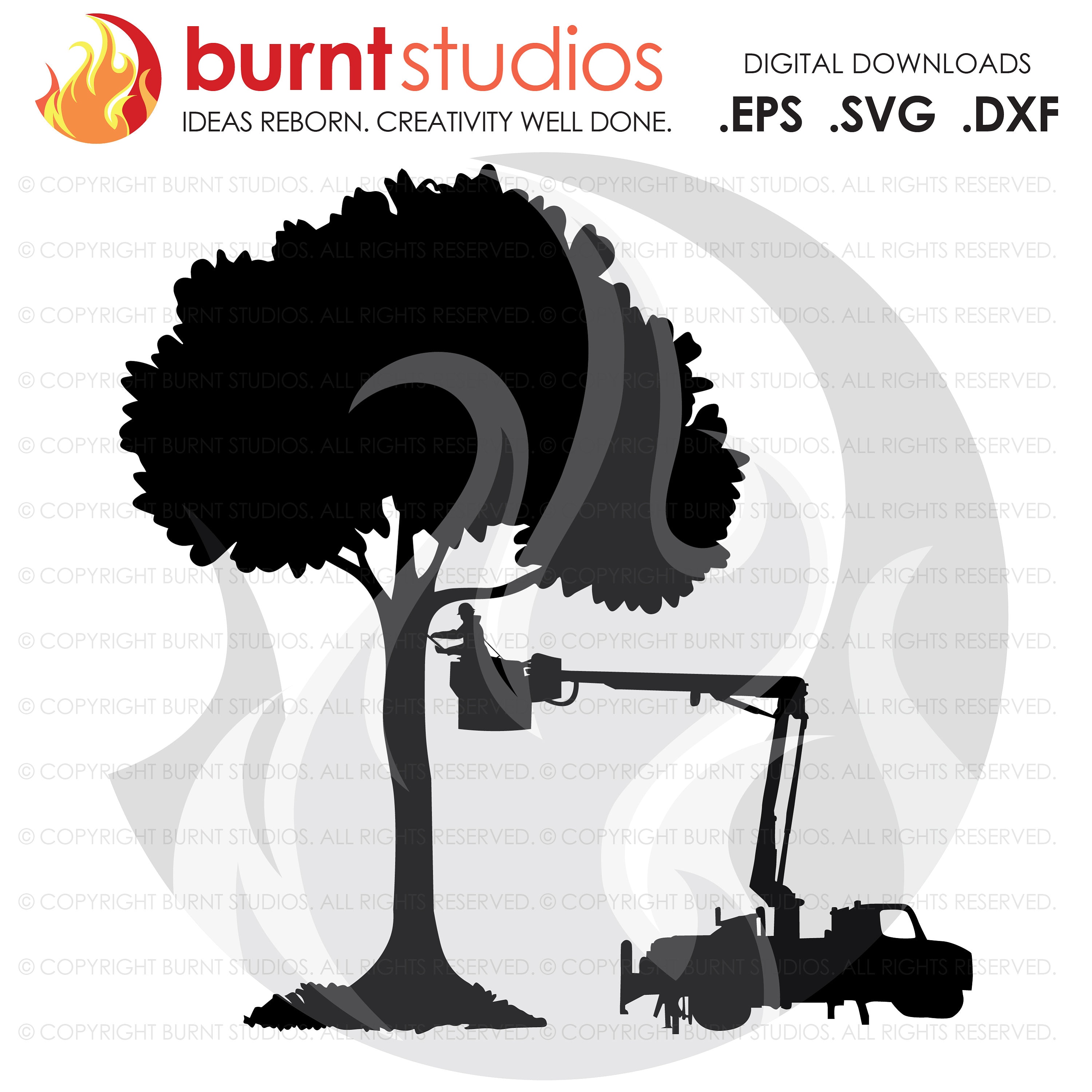 SVG Cutting File, Bucket Truck Tree Trimmer, Arborist, Climbing Hooks ...