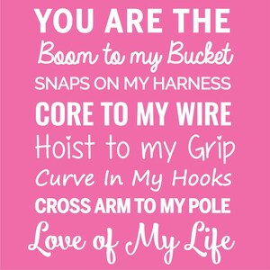 You Are the Boom to My Bucket, Snaps on My Harness, Core to My Wire ...