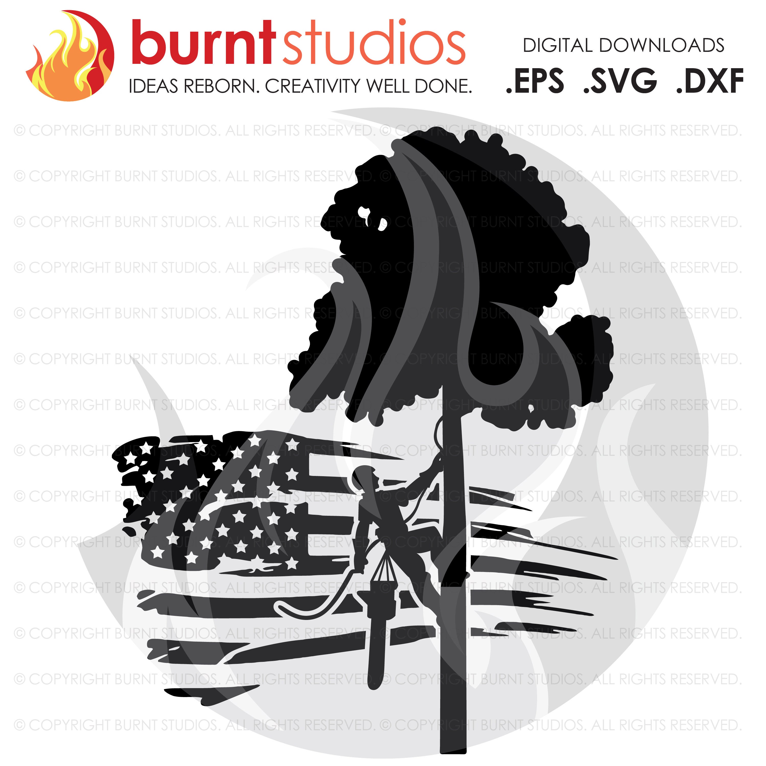 SVG Cutting File, Tree Trimmer on USA Grunge Flag With Tree & Leaves ...