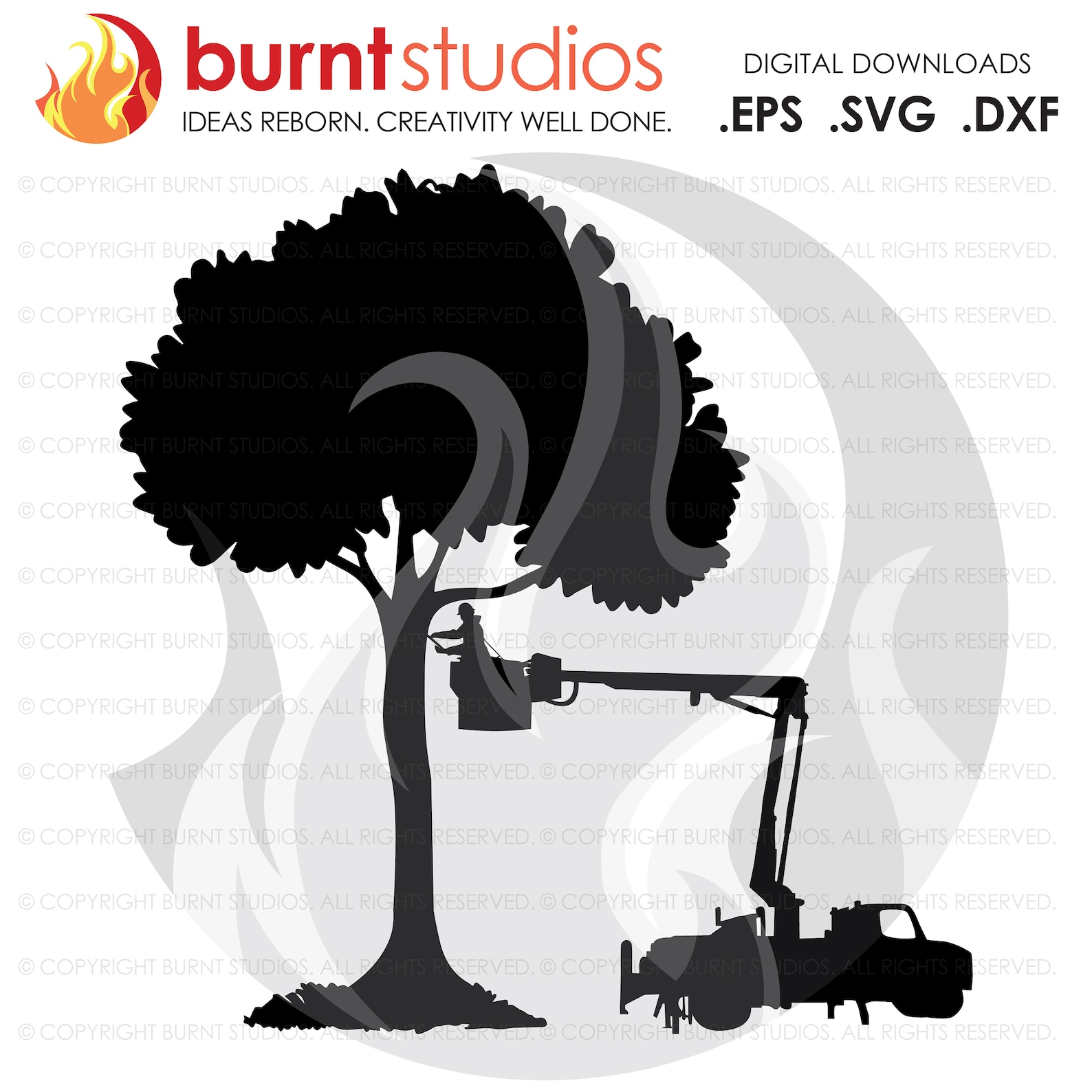 SVG Cutting File, Tree Trimmer Bucket Truck 2, Arborist, Climbing Hooks ...
