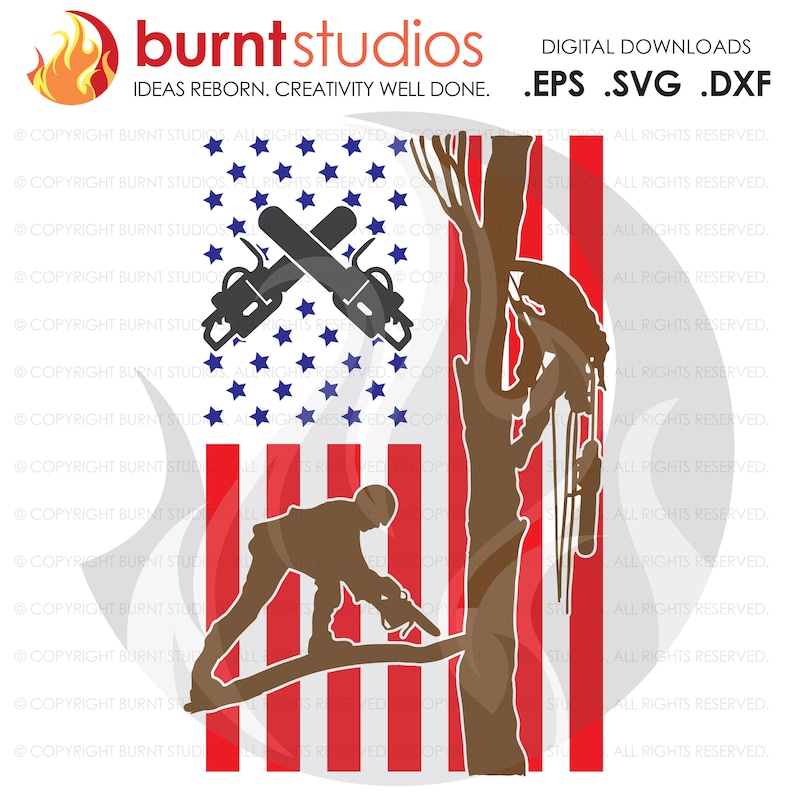 SVG Cutting File Tree Trimmer on USA Flag United States of | Etsy