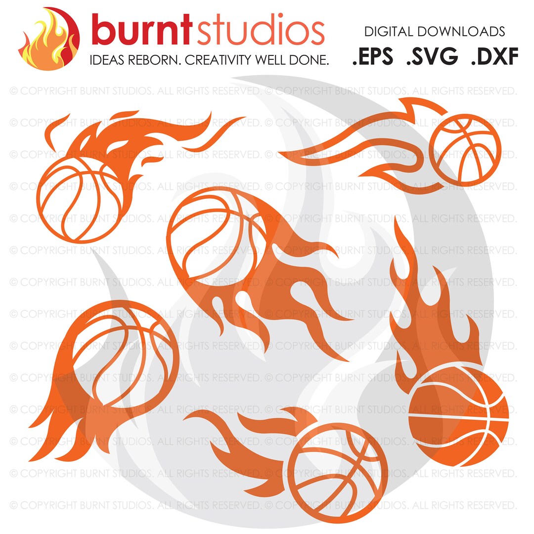 SVG Cutting File, Basketball With Flames Pack, College Basketball, ACC ...