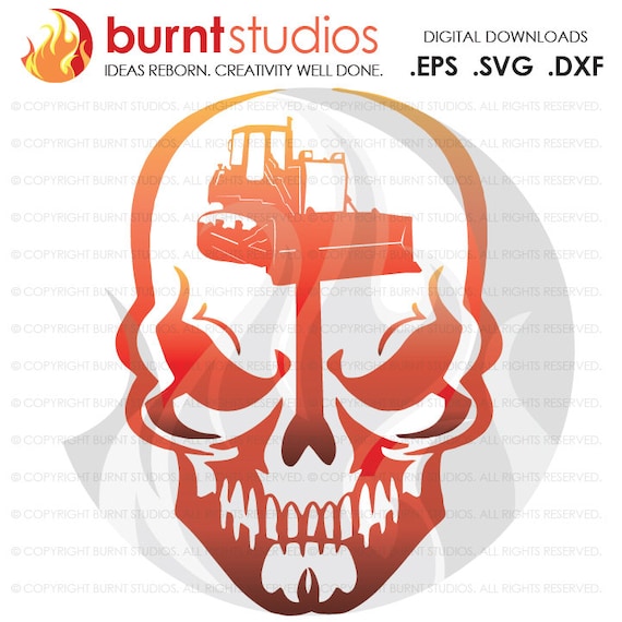 Digital File Skull Construction Worker Bulldozer Tractor | Etsy