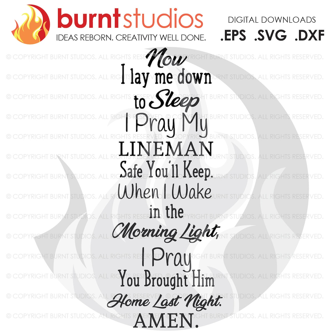 DIGITAL FILE Lineman's Prayer SVG Cutting File, Power Lineman Prayer ...