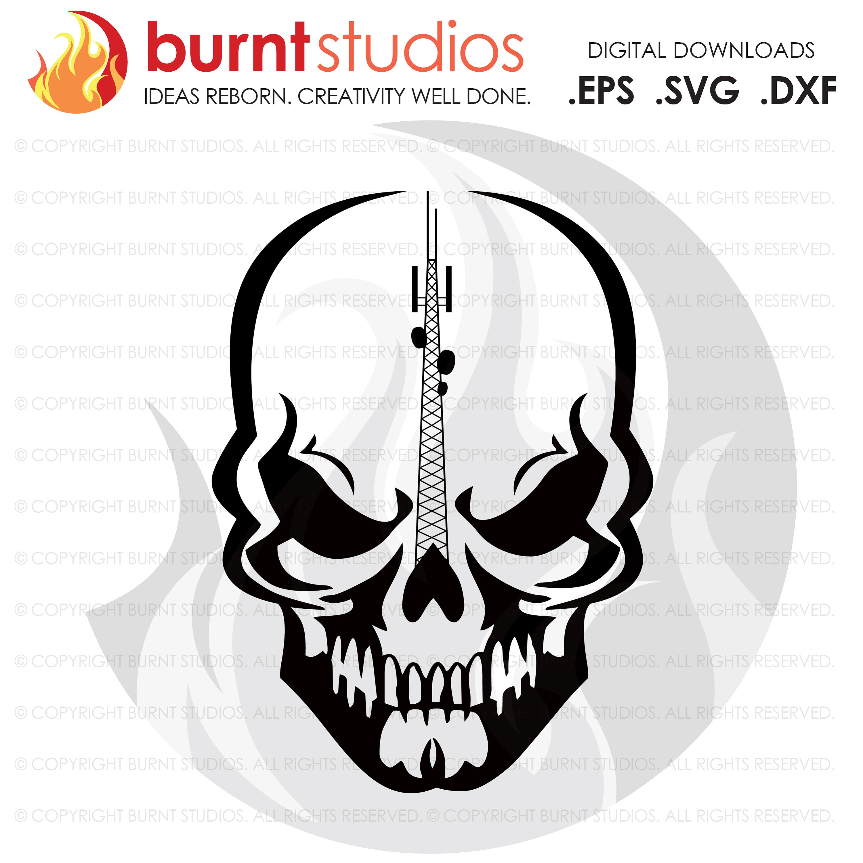 SVG Cutting File, Skull With Cell Phone Tower 2, Climbing Hooks, Spikes ...