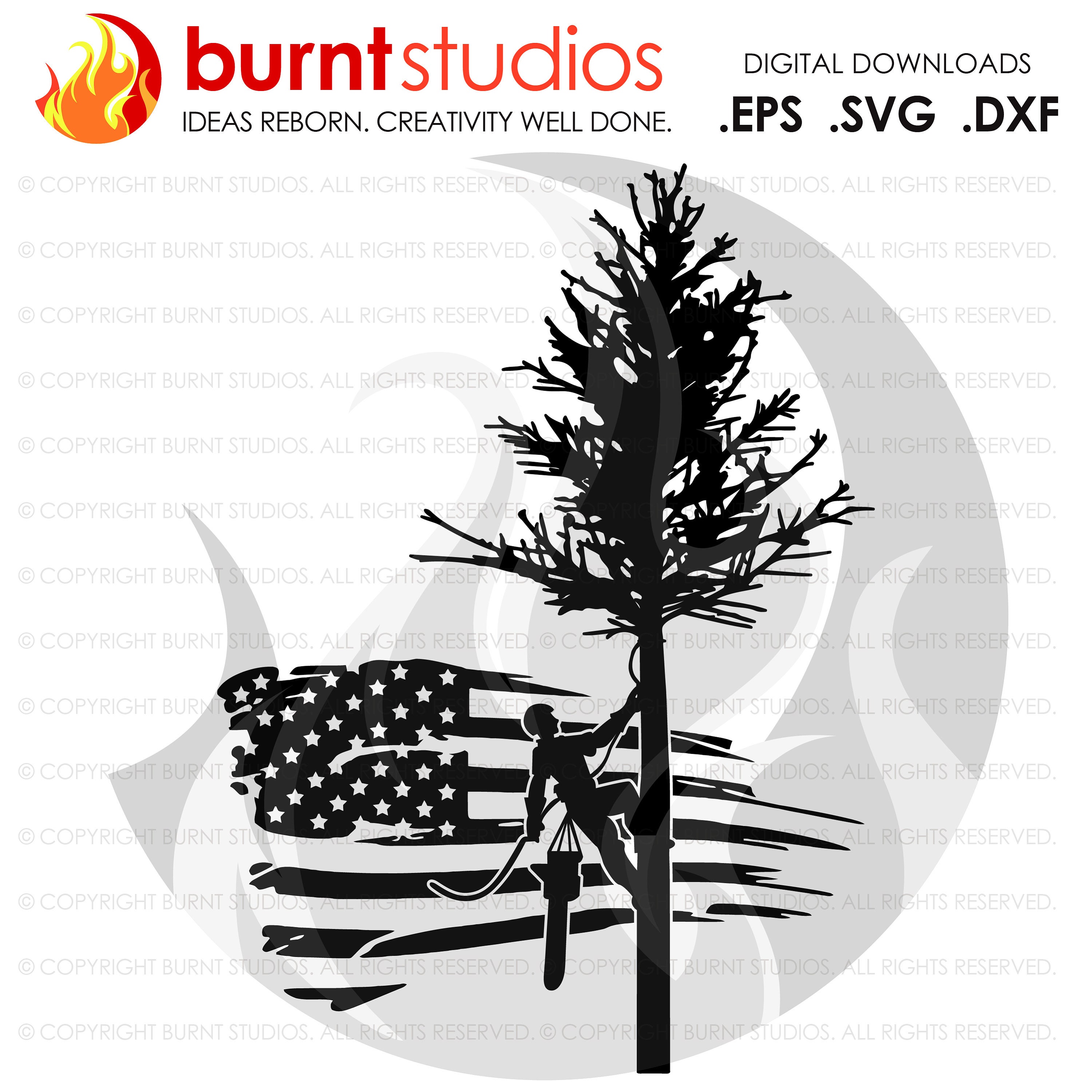 SVG Cutting File Tree Trimmer on USA Grunge Flag with Pine | Etsy