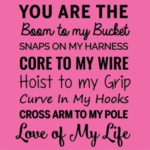 You Are the Boom to My Bucket, Snaps on My Harness, Core to My Wire ...