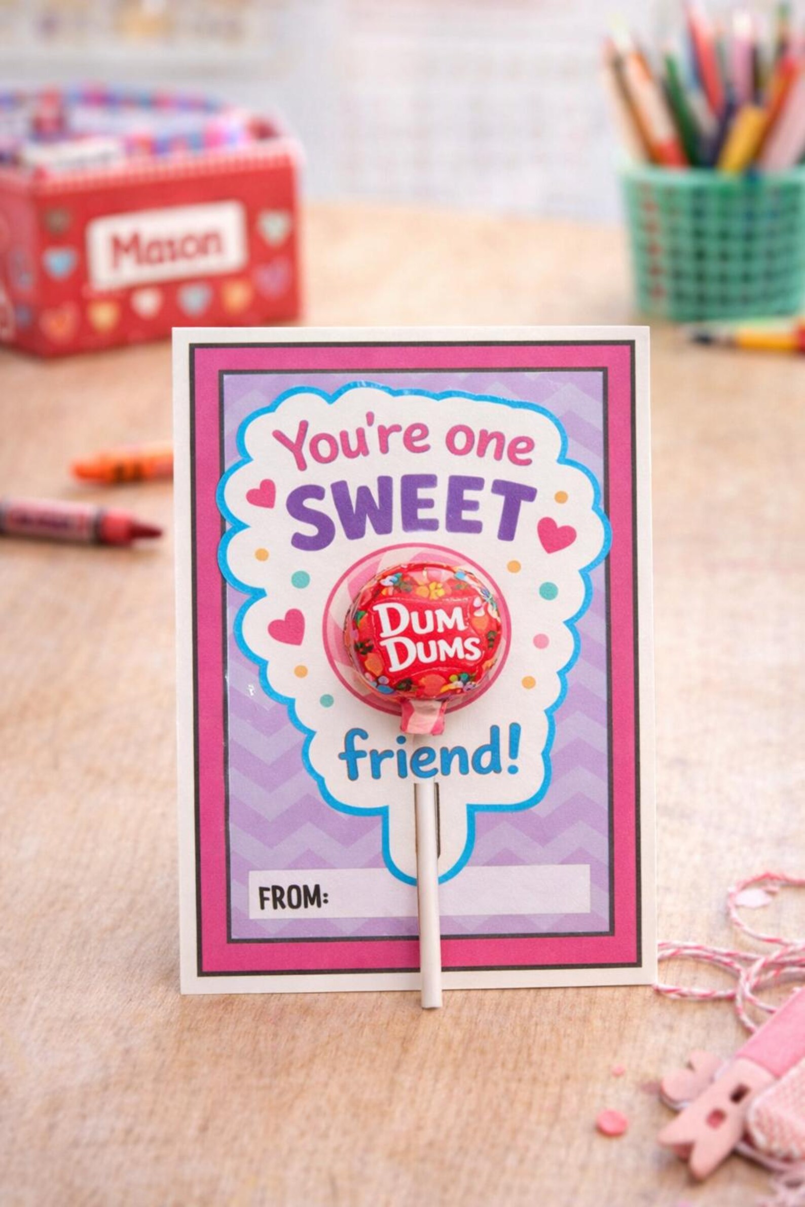 Printable Valentine Lollipop Cards | Kids Classroom Valentines (PDF ...