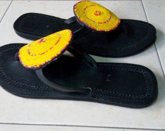 maasai sandalsbeaded sandalsleather sandals | Etsy