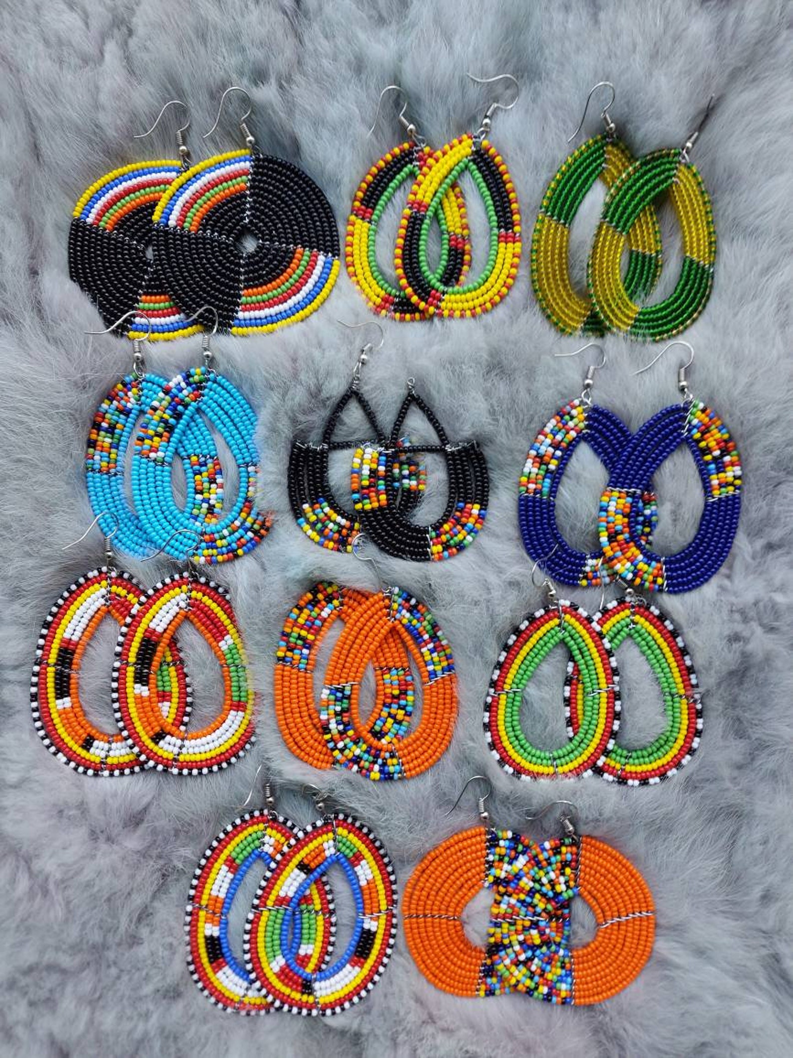 11pcs Maasai Earringswholesale Kenyan Earringsround Beaded - Etsy