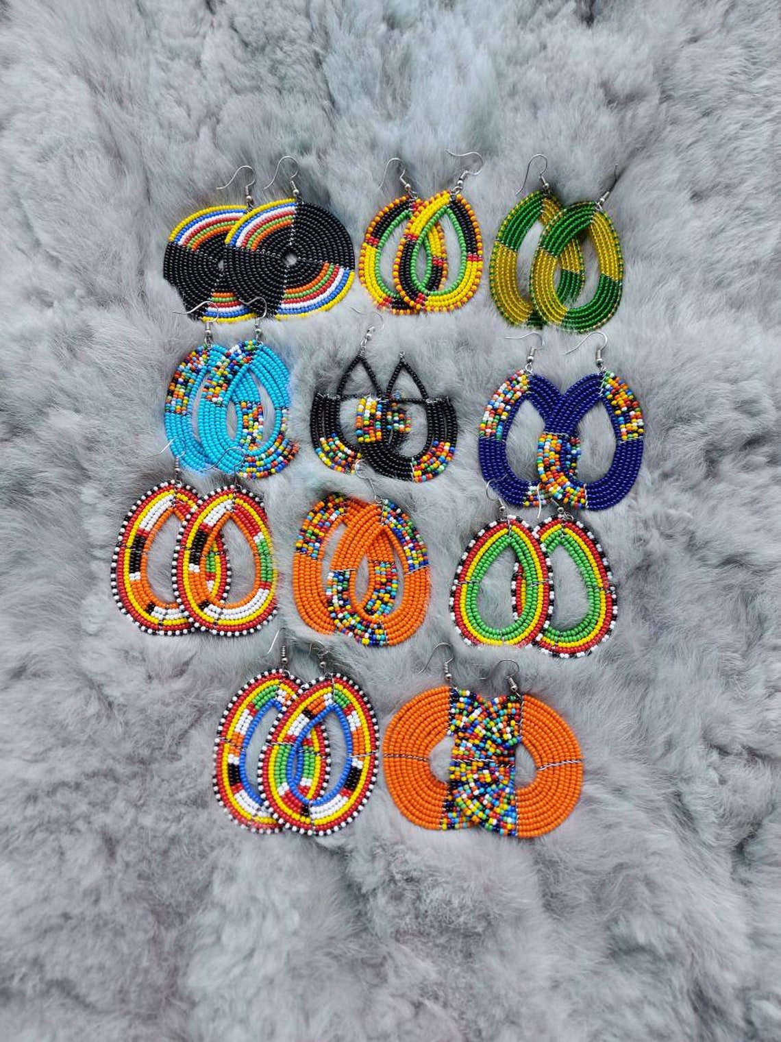 11pcs Maasai Earringswholesale Kenyan Earringsround Beaded - Etsy
