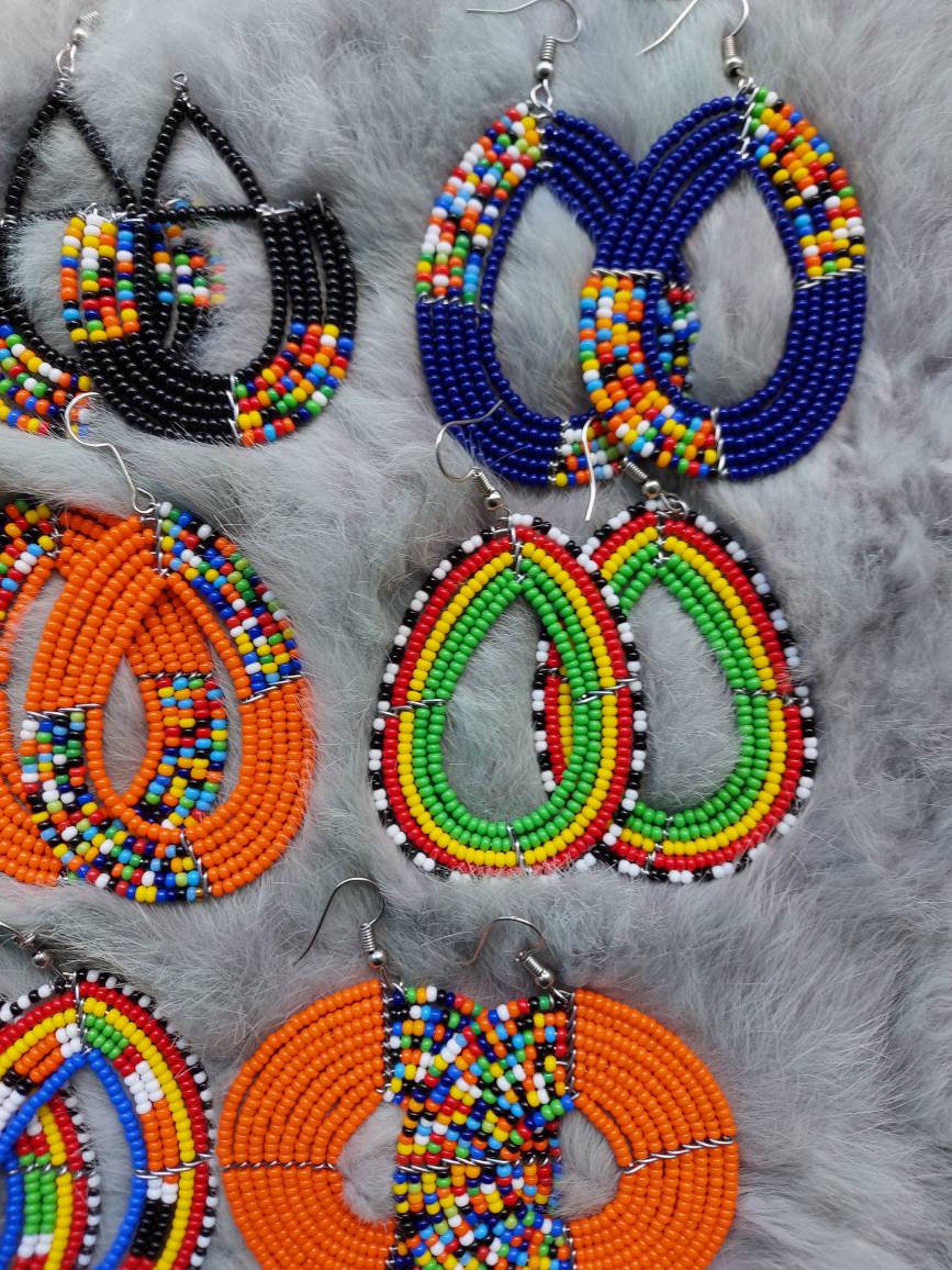 11pcs Maasai Earringswholesale Kenyan Earringsround Beaded - Etsy