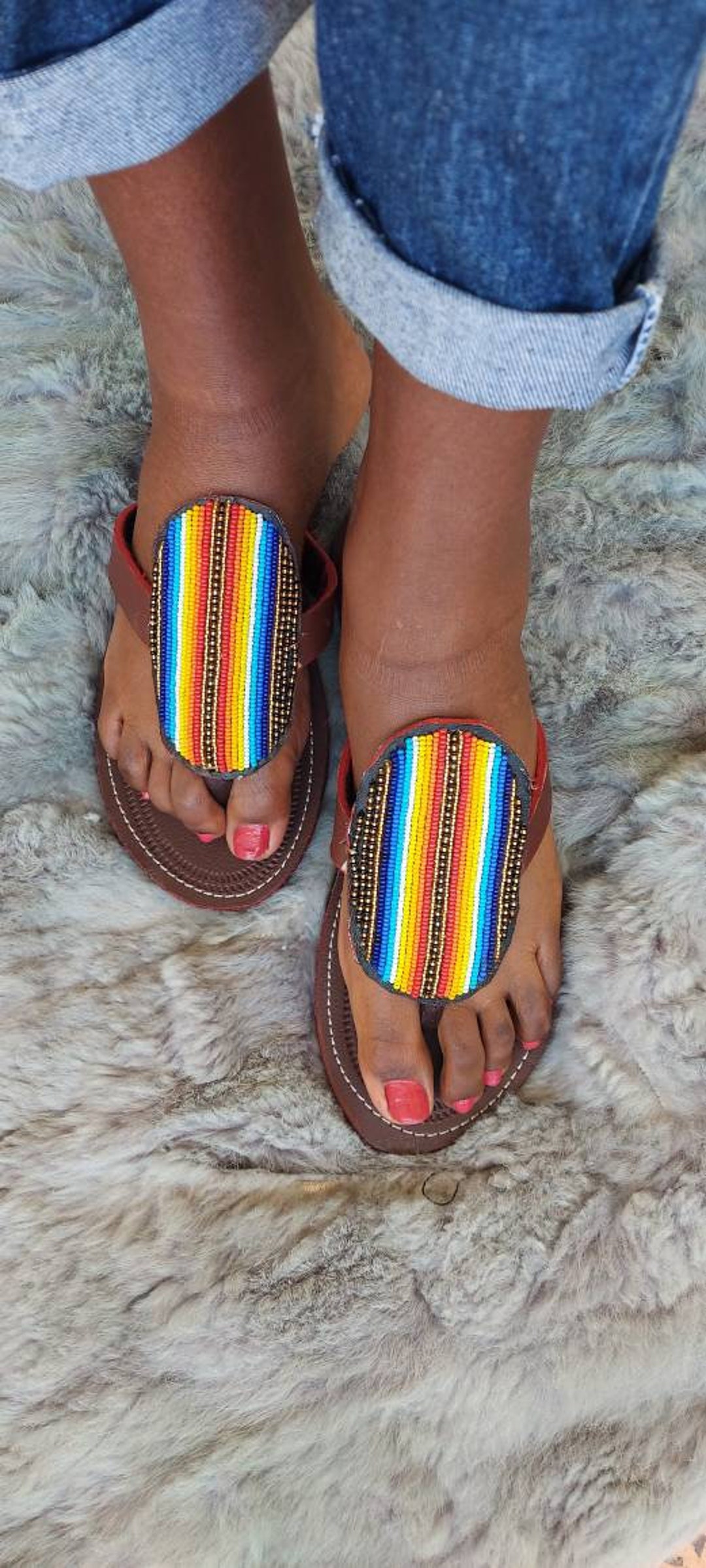 Sandals,maasai Sandals,african Beaded Sandals,gift for Her,african ...