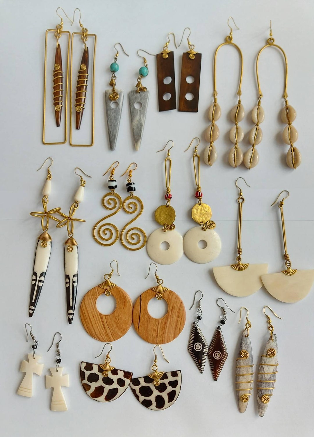 Cowrie Shells Earrings,wooden Earring,assorted African Earrings ...