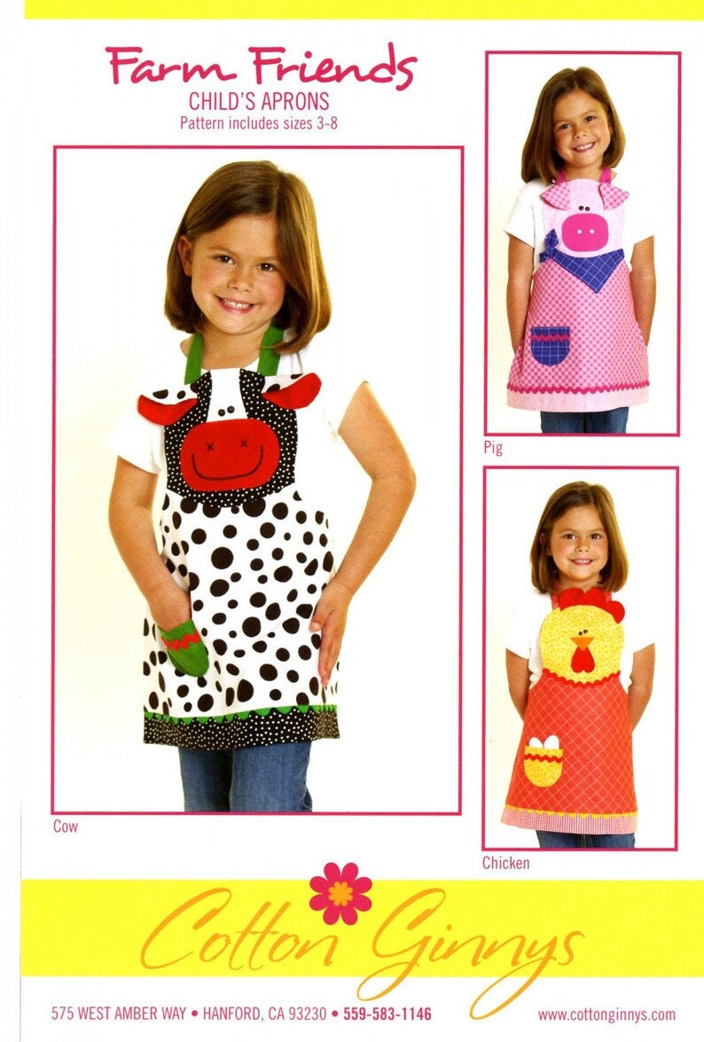 Farm Friends Child's Apron Pattern - Etsy