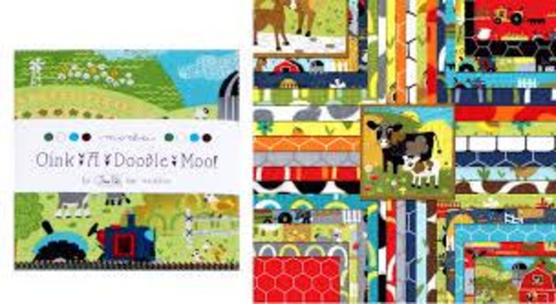 Oink A Doodle Moo - Charm Pack - by Jenn Ski for Moda Fabric - Etsy