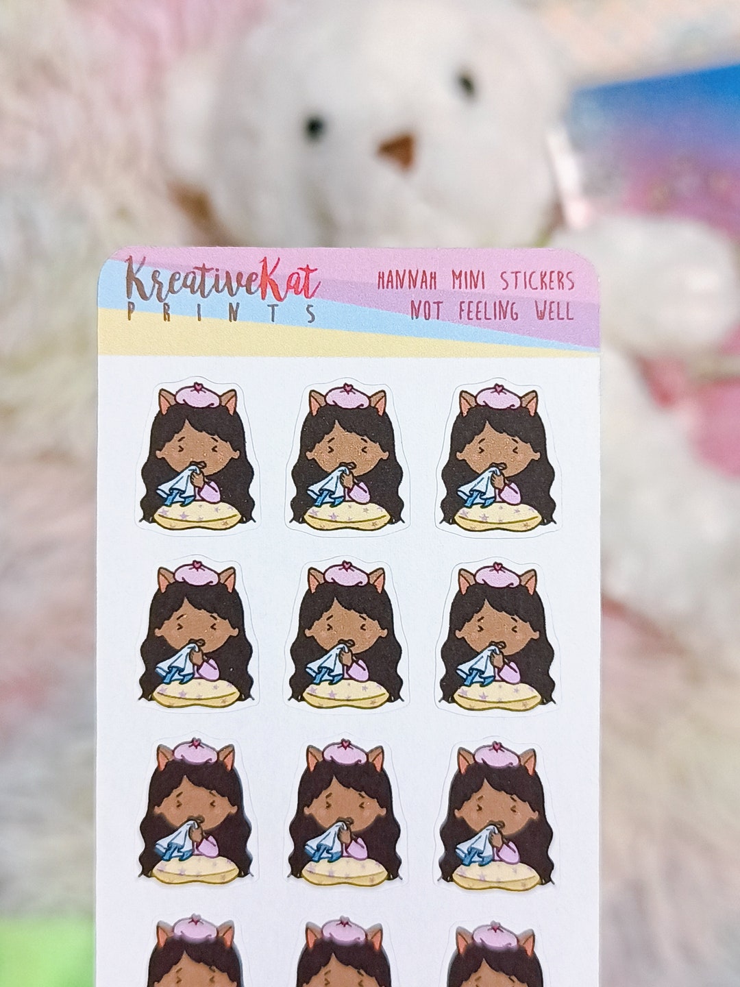 Planner Stickers NOT FEELING WELL Kawaii Stickers, Fever Chibi Stickers ...