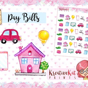 Pay Bills Planner Stickers Daily Stickers / Deco Sticker / Planner ...